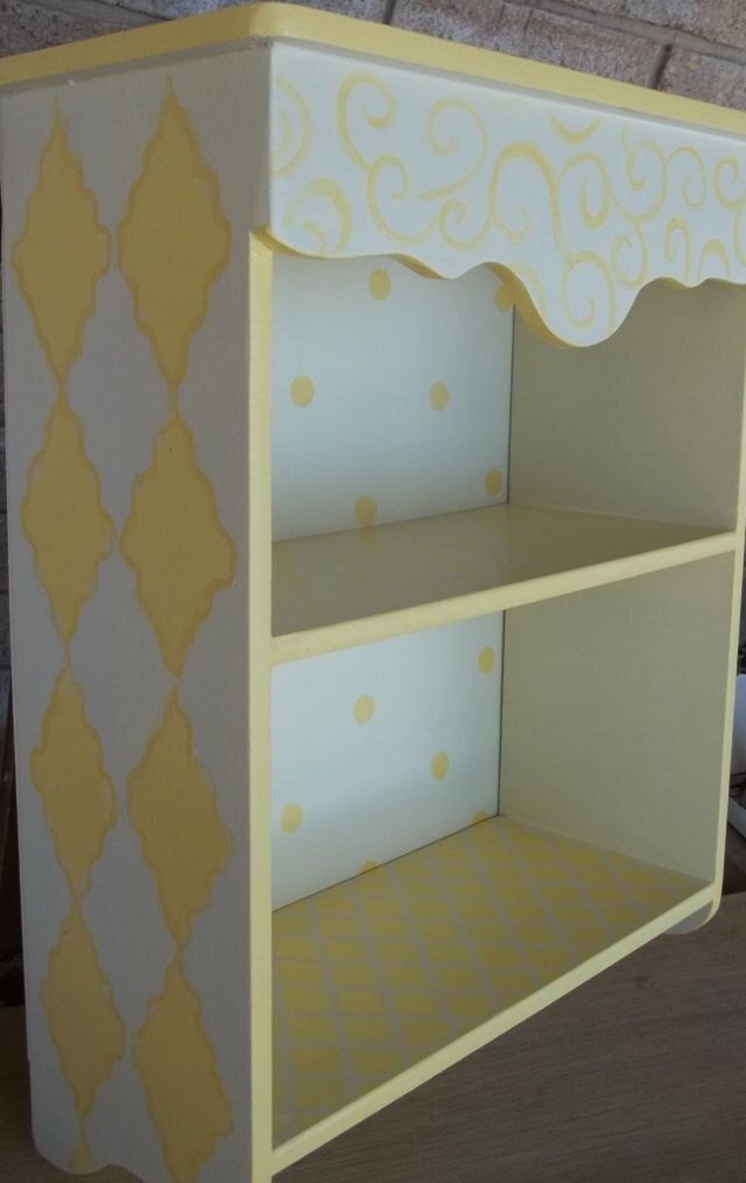WALL SHELF BOOKSHELF Bookcase Rack Wall Cabinet Yellow Creme Design ...