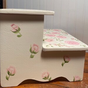 Girls Personalized Step Stool,kids Furniture, Roses, Romantic Floral ...