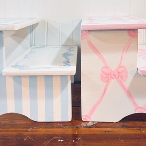 Kids Childs Girls, Bows,roses, Pink, Girl Decor, Bathroom Stool ...