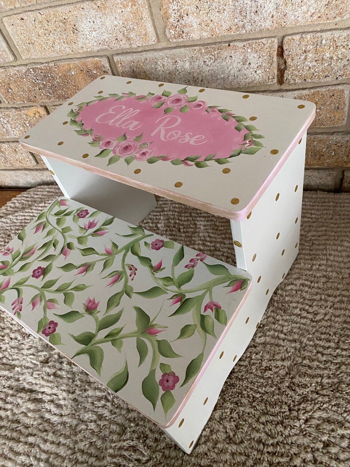 Girls Floral Roses Step Stool Personalized Gift. Bathroom - Etsy