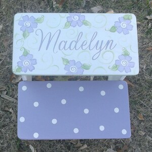 Lavender and Grey Wooden Step Stool, Pet Stairs, Personalized, Bathroom ...