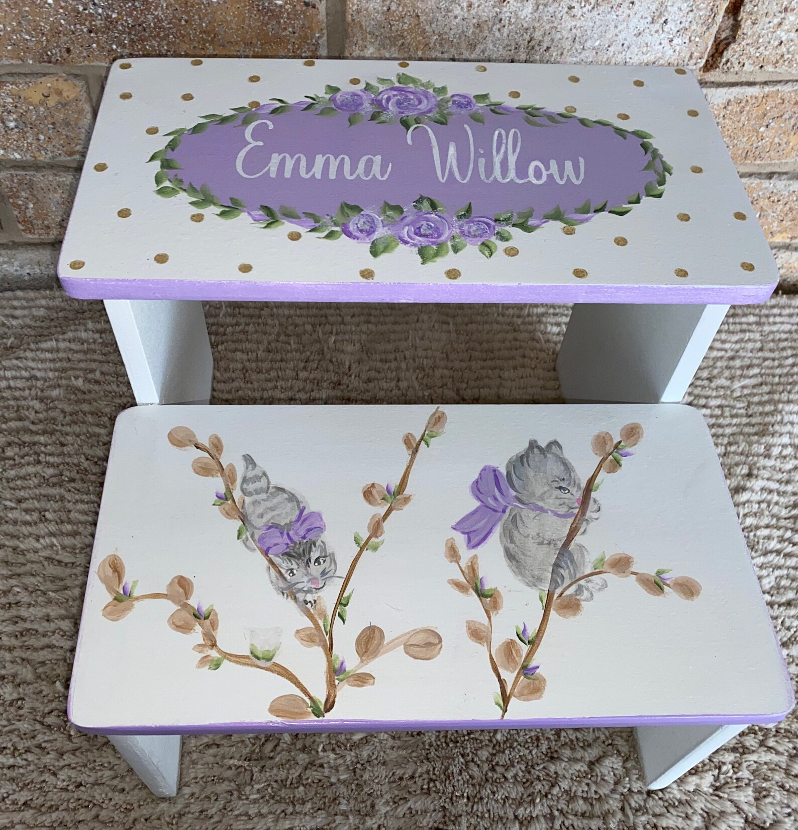Girls Floral Roses Step Stool Personalized Gift. Bathroom - Etsy