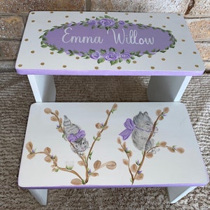 Girls Floral Roses, Step Stool, Personalized Gift. Bathroom Stool ...