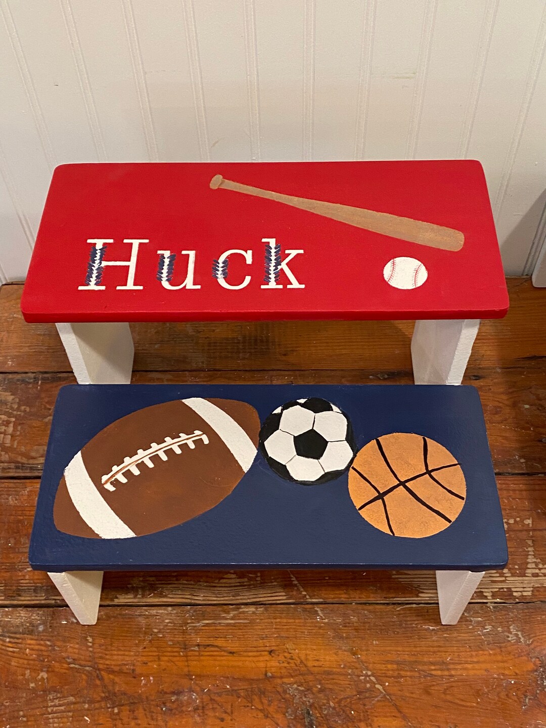 Sports, Boys Step Stool, Personalized Gifts , Bathroom Stool , Royal ...