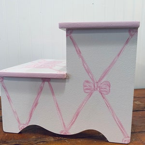 Kids Childs Girls, Bows,roses, Pink, Girl Decor, Bathroom Stool ...