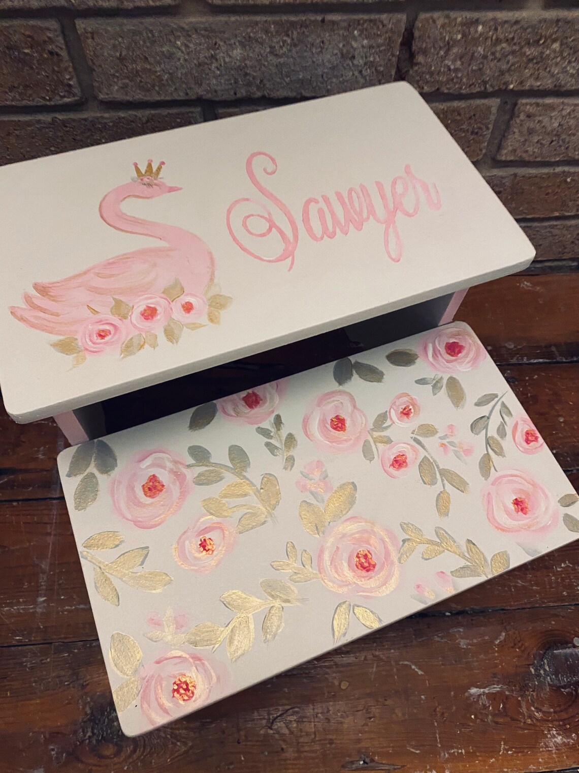Personalized Princess Pink Girls Step Stool Swan Nursery - Etsy