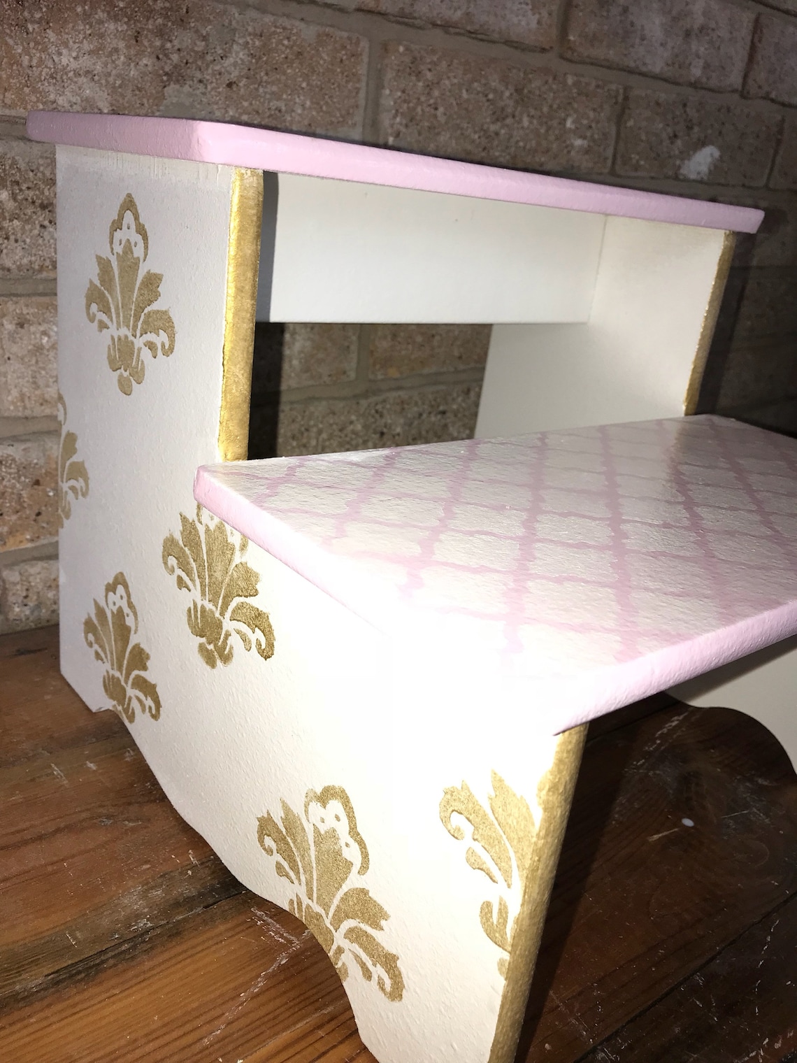 Rose Gold Pink, Childs, Bathroom Stool, Personalized Gift, Wood Decor ...