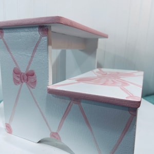 Kids Childs Girls, Bows,roses, Pink, Girl Decor, Bathroom Stool ...