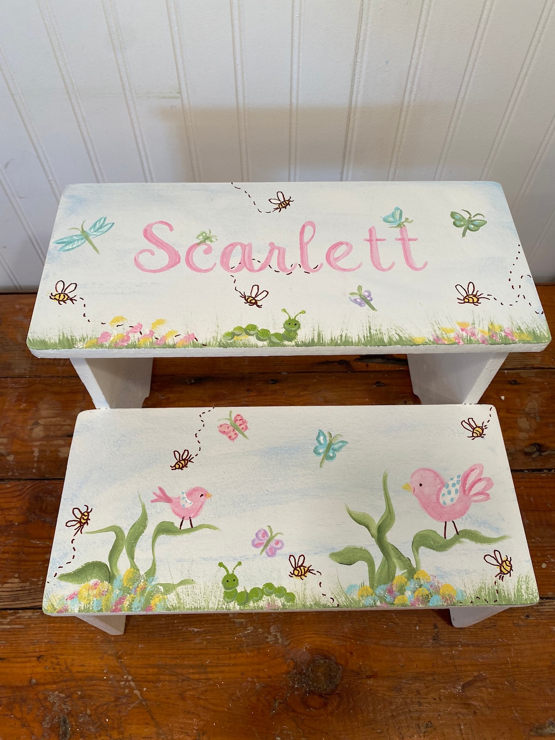 Birds Butterflies Bees, Girls Step Stools, Pink Lady Bugs, Green ...