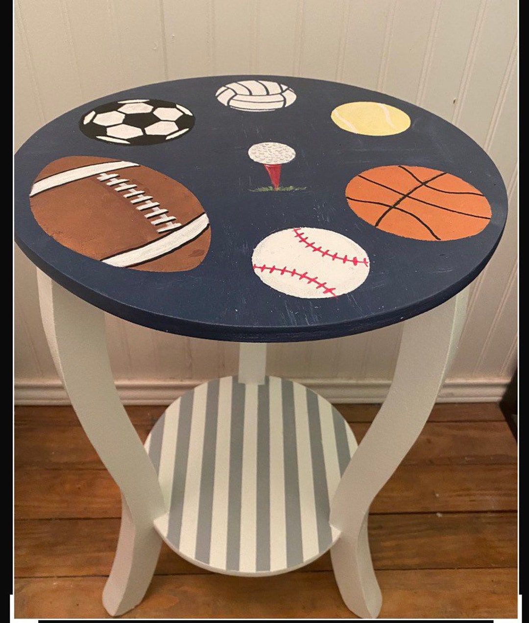 Boys Man Sports Cave, Round Side Table, End Table Bedside, Nursery ...