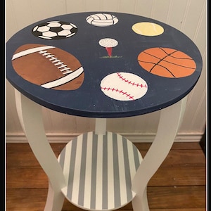 Boys Man Sports Cave, Round Side Table, End Table Bedside, Nursery ...