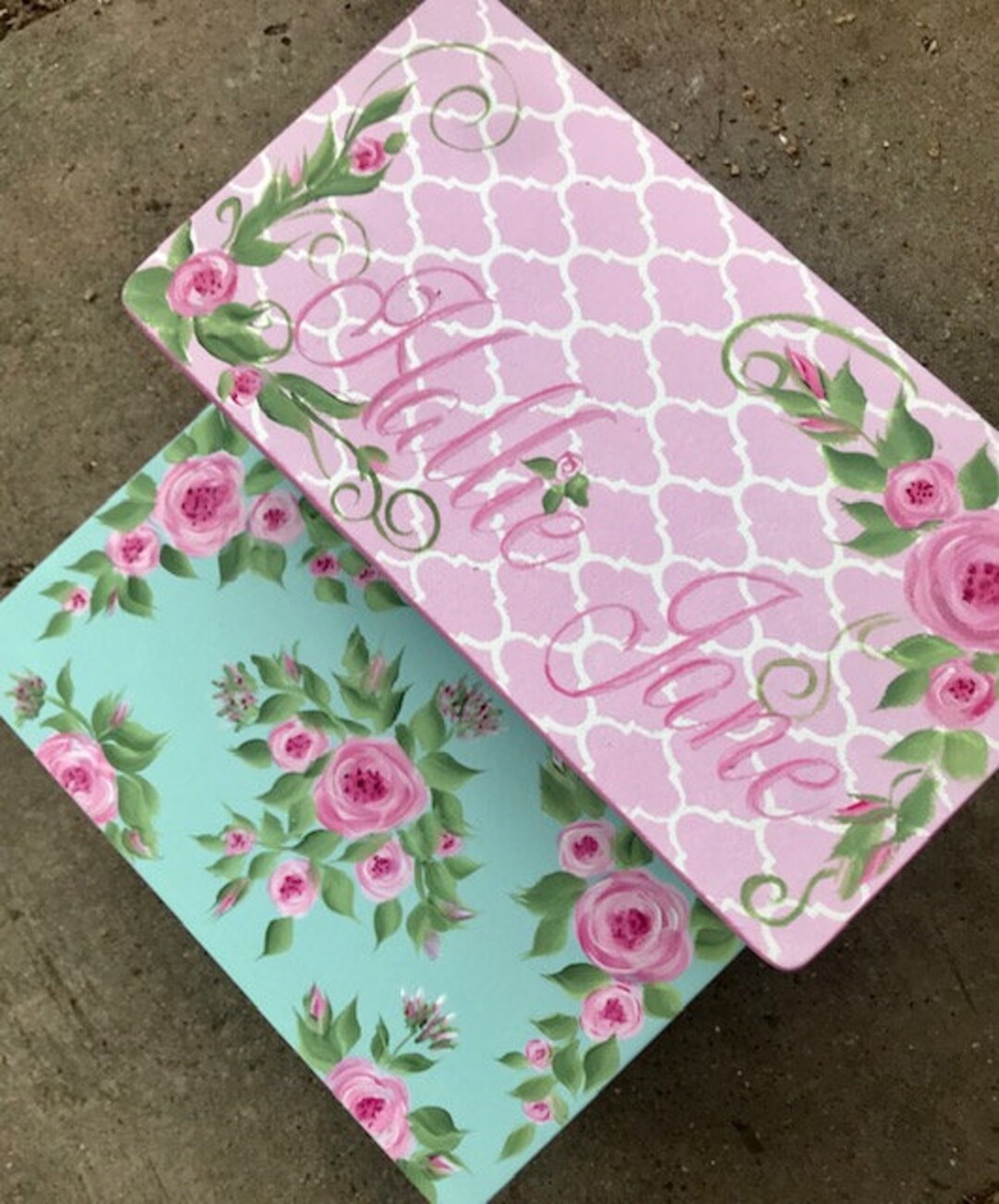 Baby Girls Gift Personalized, Step Stool, Watercolor Roses, Handpainted ...