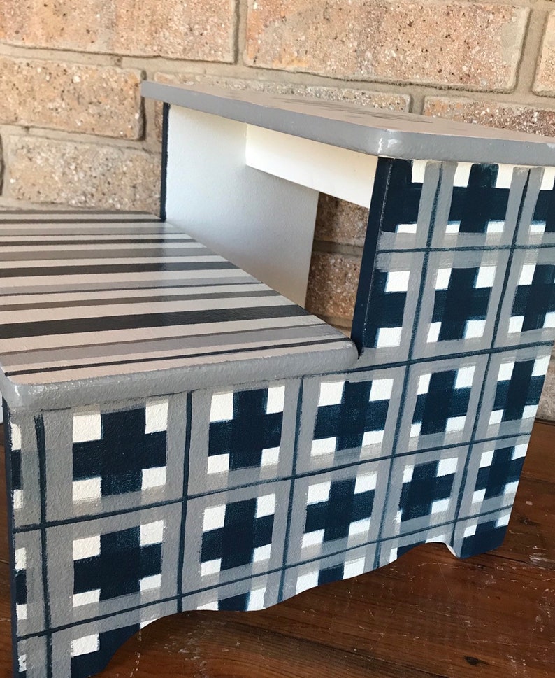 Modern Contemporary Hand Painted Boys Step Stool Navy Blue - Etsy