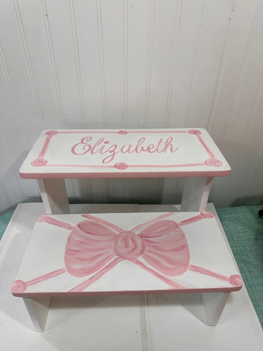 Kids Childs Girls, Bows,roses, Pink, Girl Decor, Bathroom Stool ...