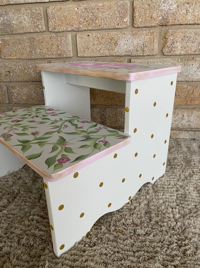 Girls Floral Roses Step Stool Personalized Gift. Bathroom - Etsy