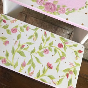 Girls Floral Roses, Step Stool, Personalized Gift. Bathroom Stool ...