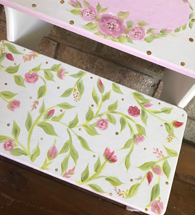 Girls Floral Roses Step Stool Personalized Gift. Bathroom - Etsy
