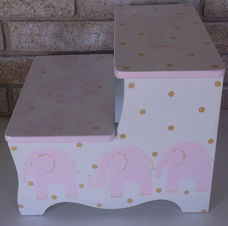 Step Stool for Girls Pink Gold Toddler Pigs Personalized - Etsy