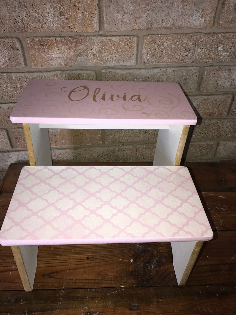 Rose Gold Pink Childs Bathroom Stool Personalized Gift | Etsy