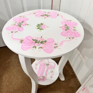Coquette Bows, Nursery Side Table Furniture for Girls, Round, Pink BOWS ...