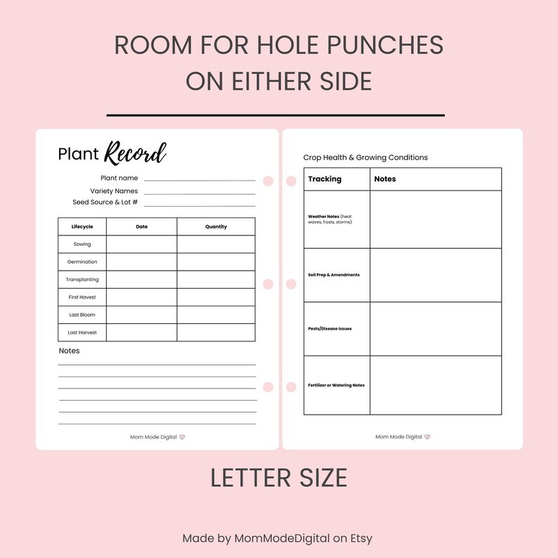 Plant Record & Crop Health Tracker: Garden Planner Printable (PDF) - Etsy