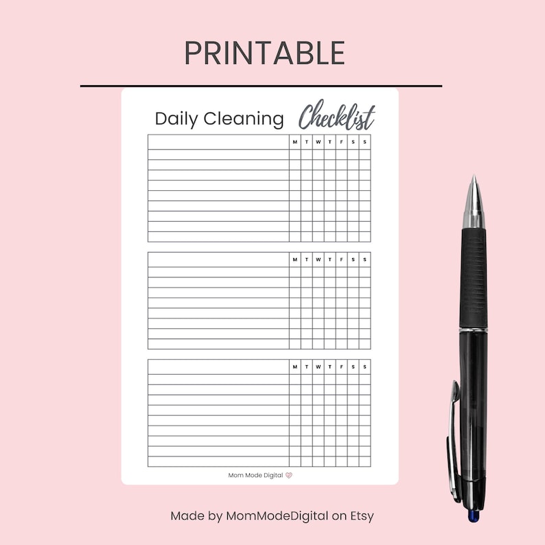 Weekly Cleaning Checklist: Editable Home Organization Planner (digital ...