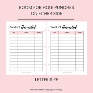 Harvest Tracker Printable | Garden Produce Log | Product Inventory ...