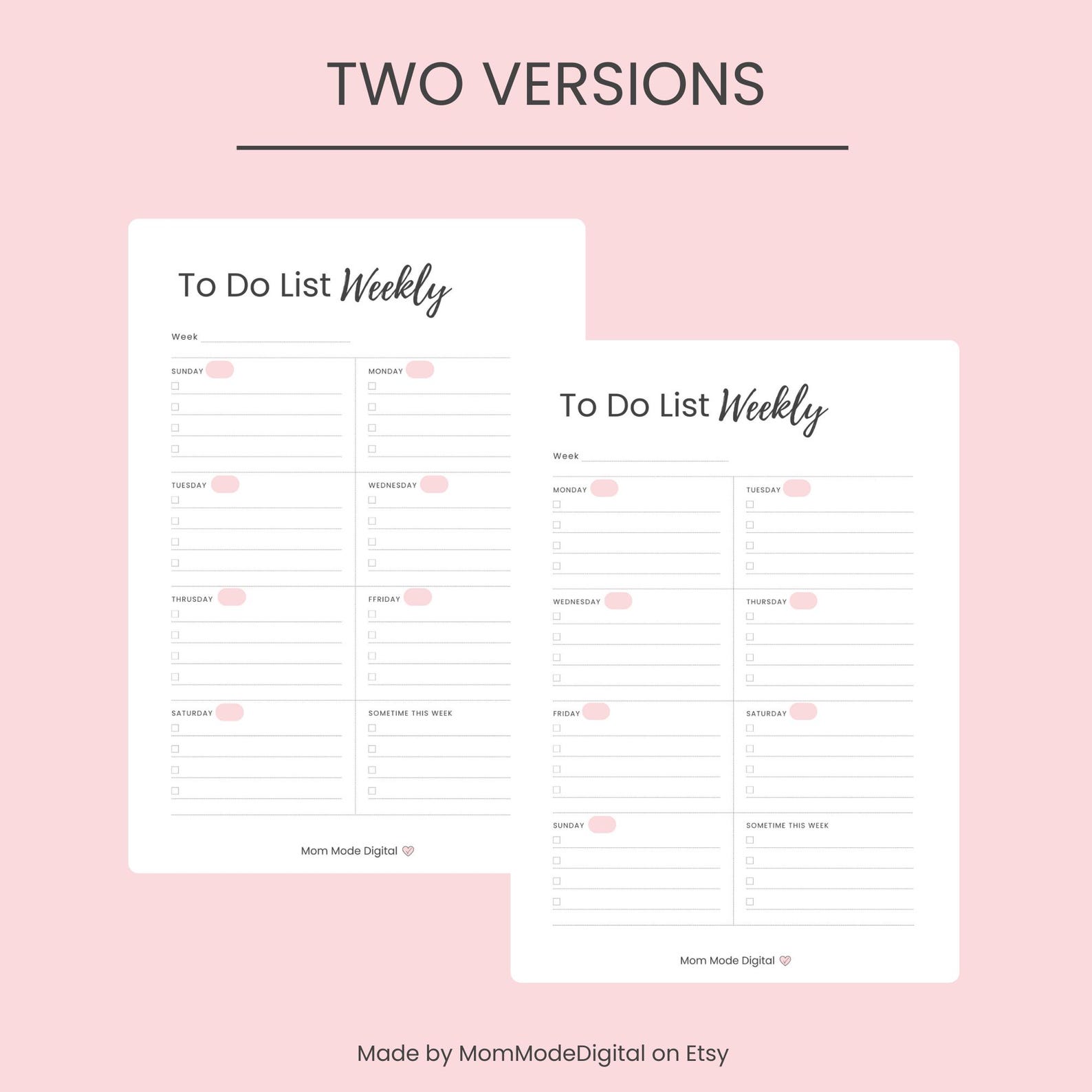 Weekly To-do List Printable: Minimalist Planner Insert (PDF) - Etsy