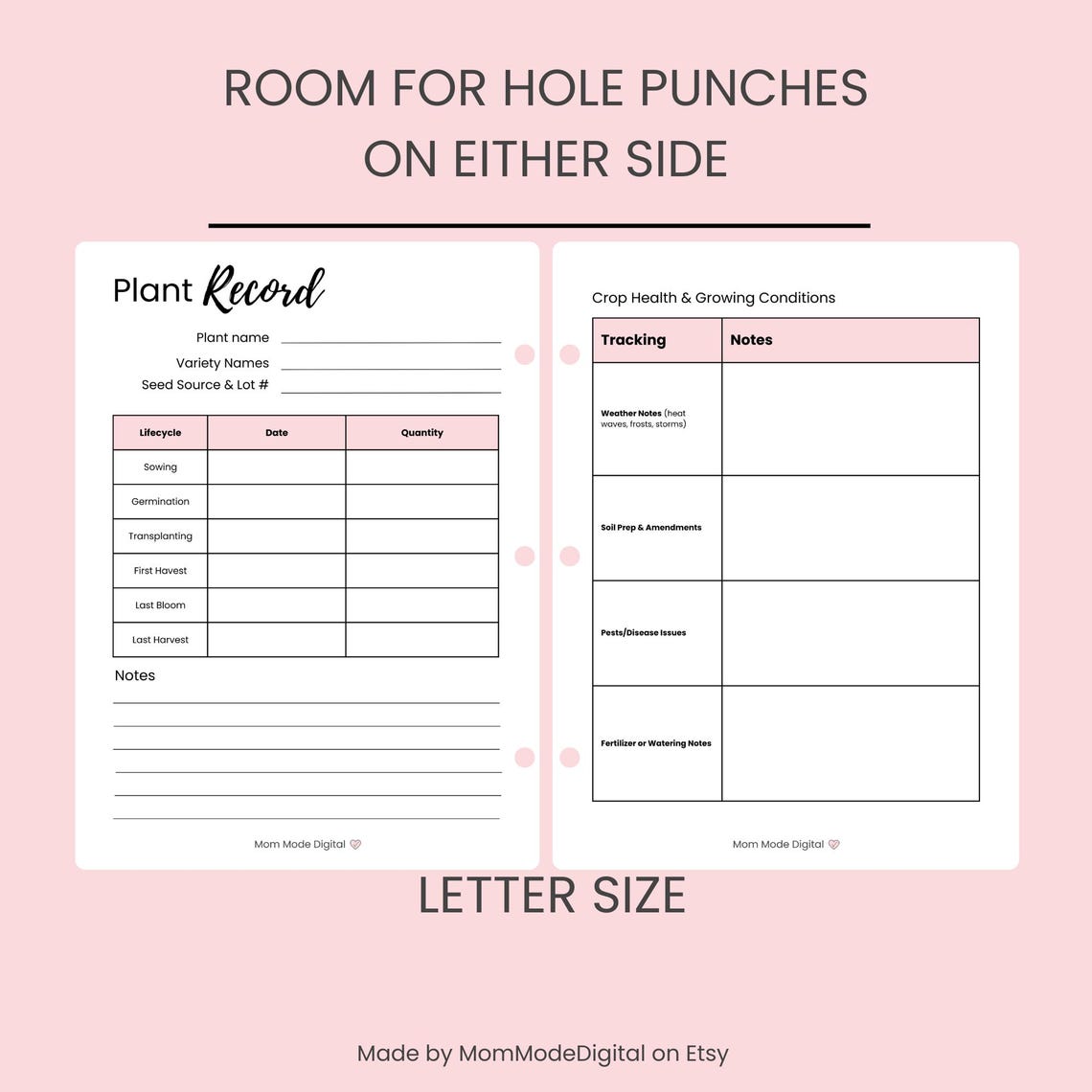Plant Record & Crop Health Tracker: Garden Planner Printable (PDF) - Etsy