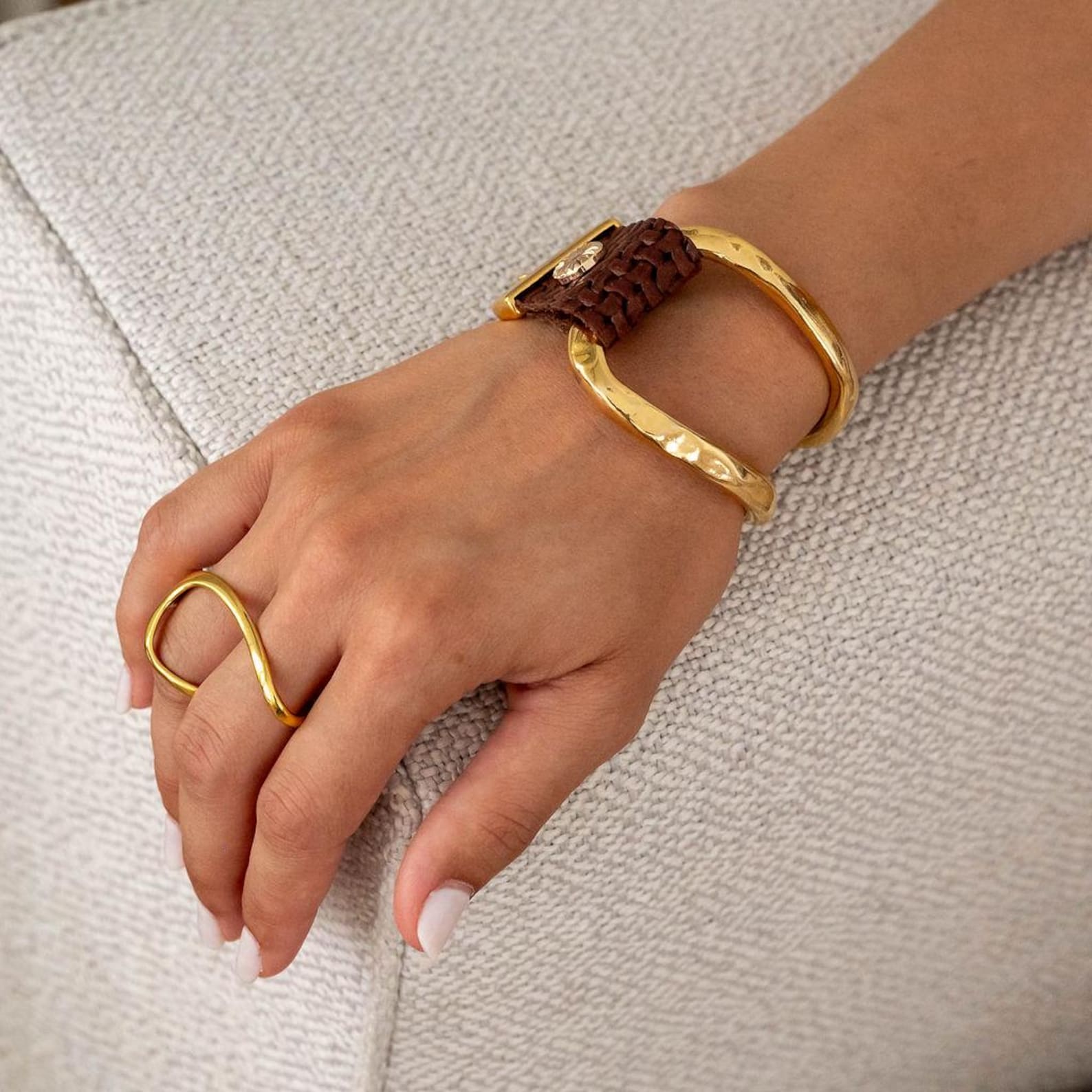 Funky Two Finger Ring in Gold or Silver, Irregular Sterling Silver ...