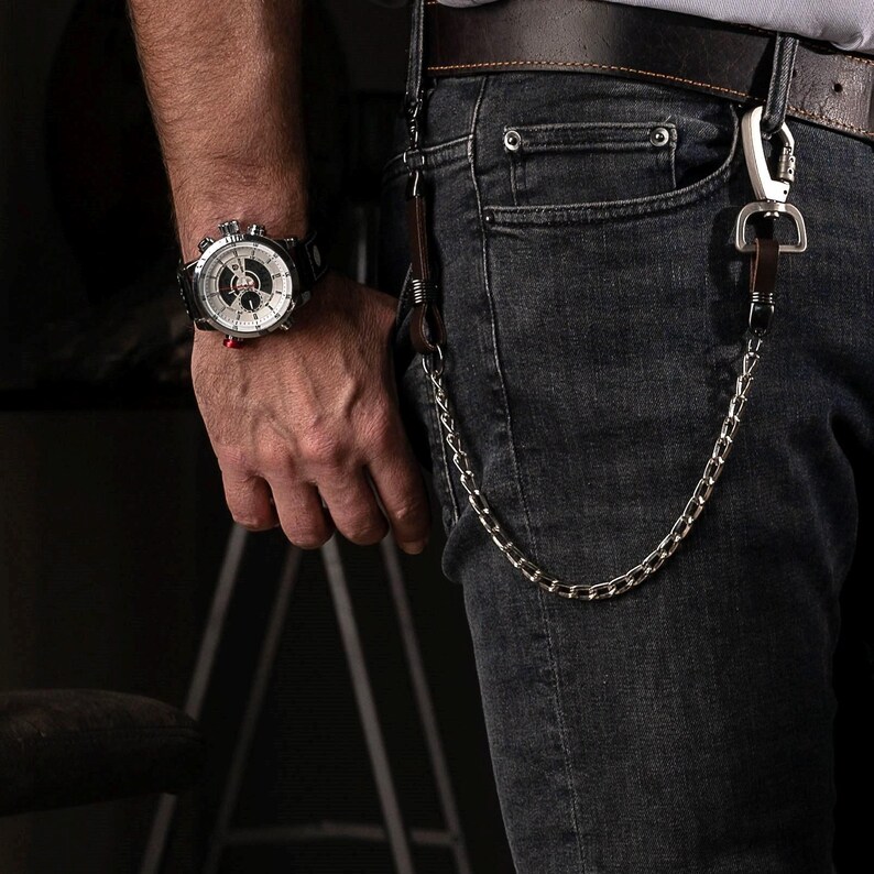 Bold Leather wallet Chain That Doubles as a Necklace, Unisex belt Chain ...