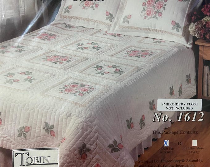 OOP Tobin “roses and Lace” Cross Stitch Quilt Top With Original ...