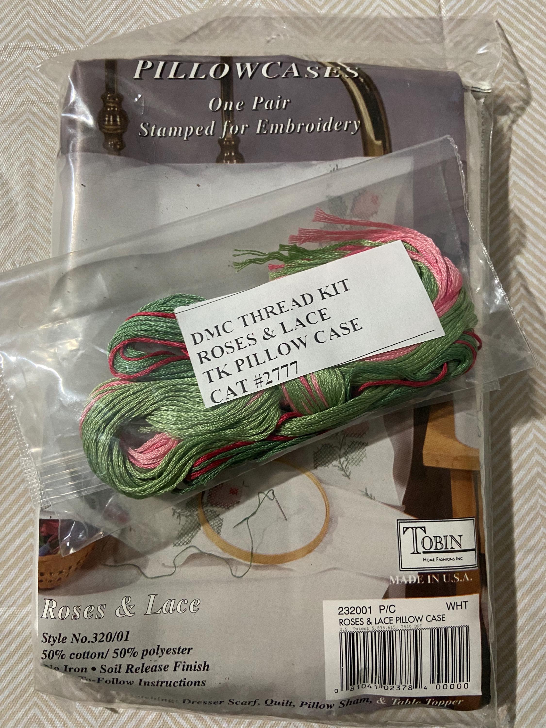 OOP Tobin “roses and Lace” Cross Stitch Pillowcase Kit (set of Two ...