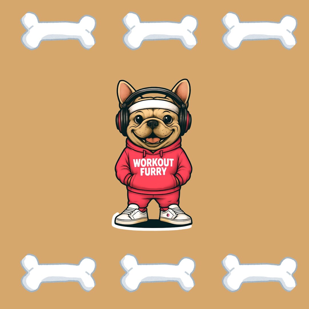 Workout Furry Dog Sticker, Gym Laptop Decal - Etsy
