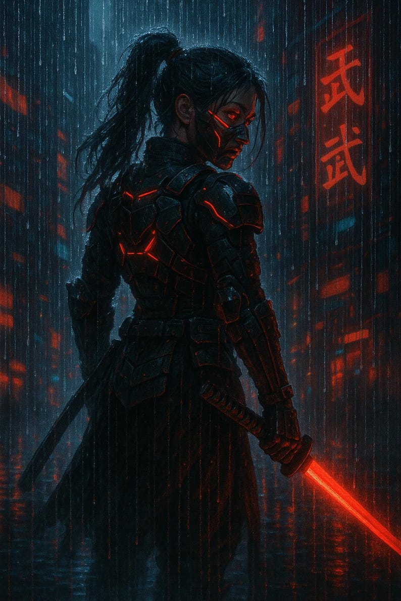 Cyberpunk Samurai Warrior – Defender of Neo Tokyo | Kriegerin Der ...