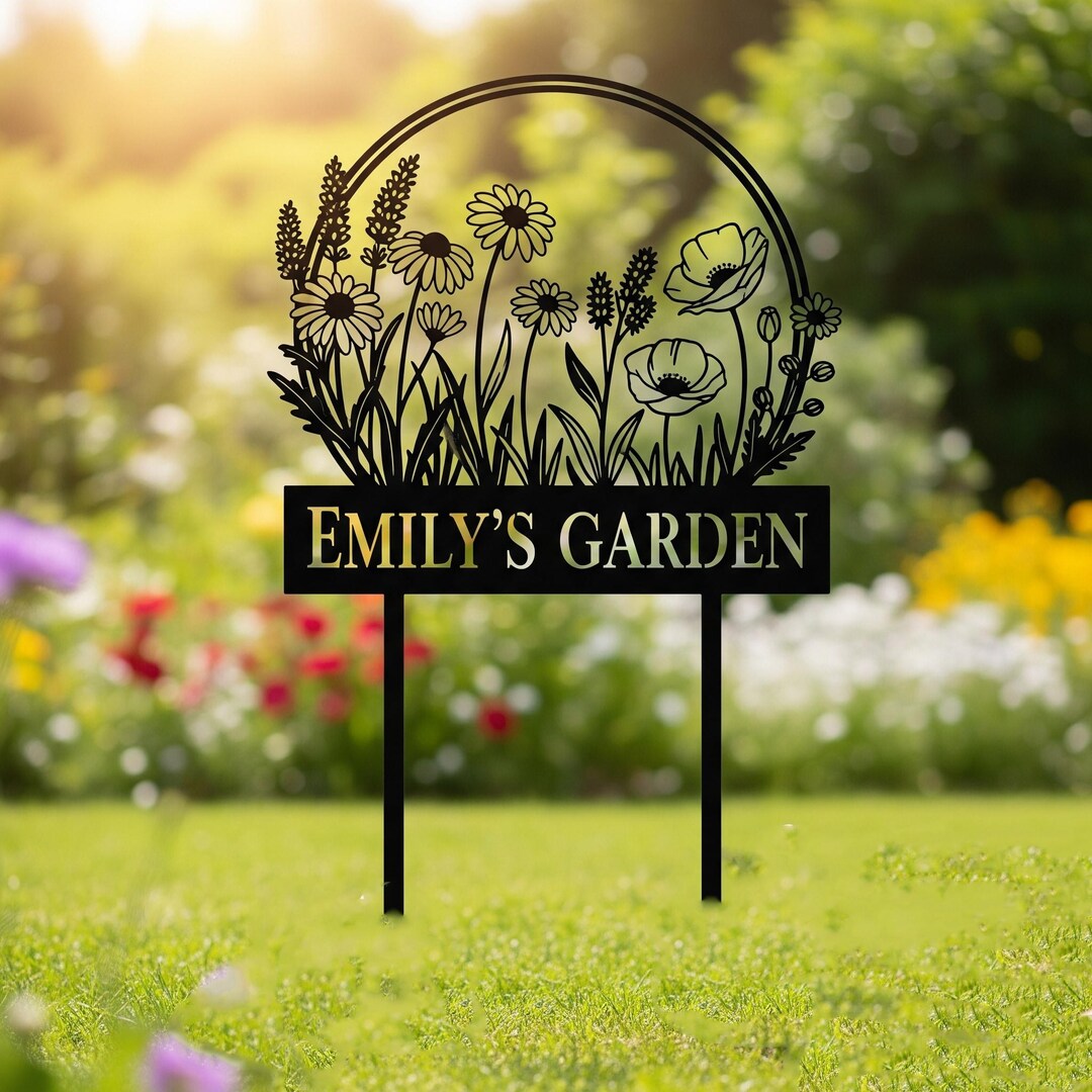 Metal Garden Sign, Custom Garden Name Stakes, Welcome Garden Sign ...
