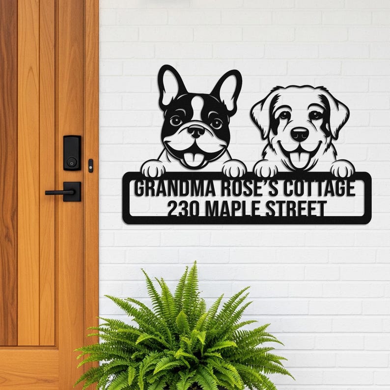 Personalized Dog Name Sign, Custom Dog Room Sign, Front Door Metal Sign ...