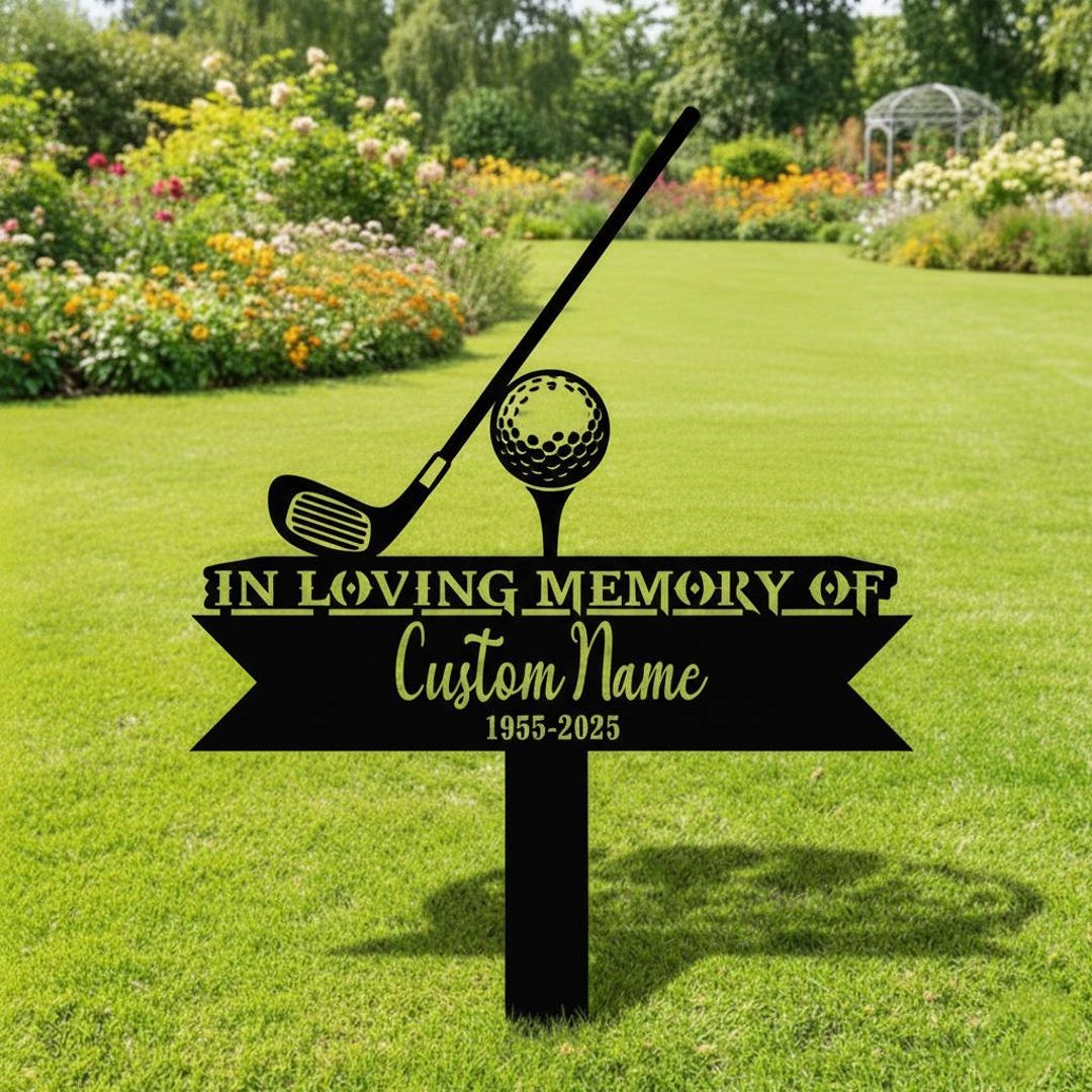 Personalized Golf Memorial Metal Stake, Custom Golfer Name Sign ...