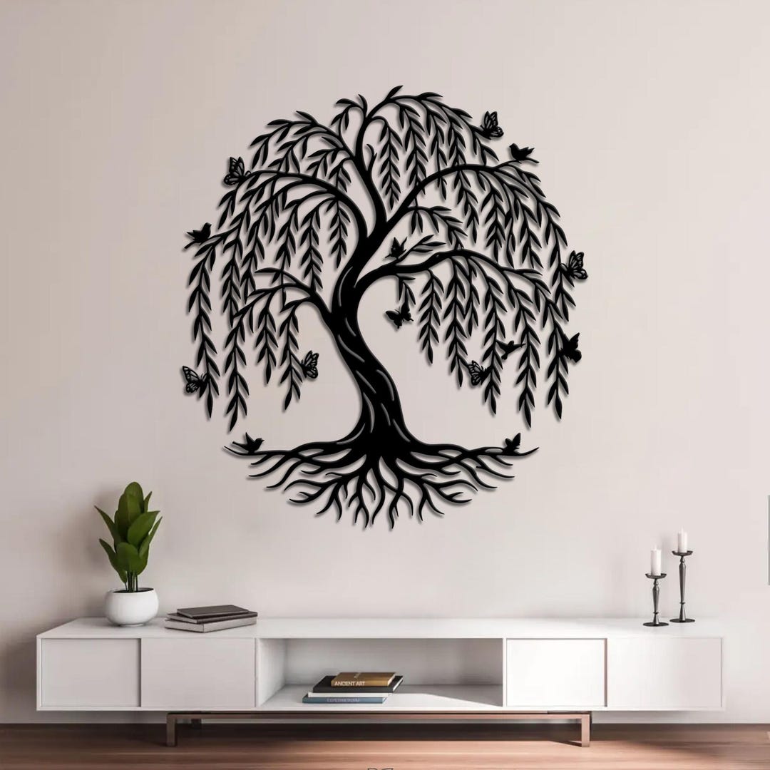 Weeping Willow Tree of Life Metal Wall Art, 9th Anniversary Gift for ...