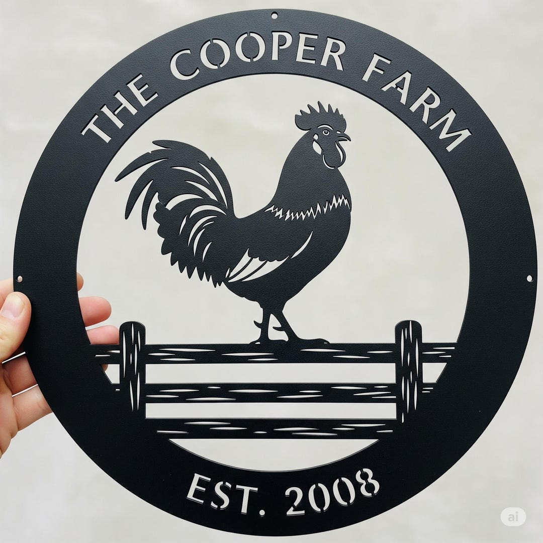 Personalized Chicken Farm Sign, Metal Farm Name Sign, Rooster Outdoor ...