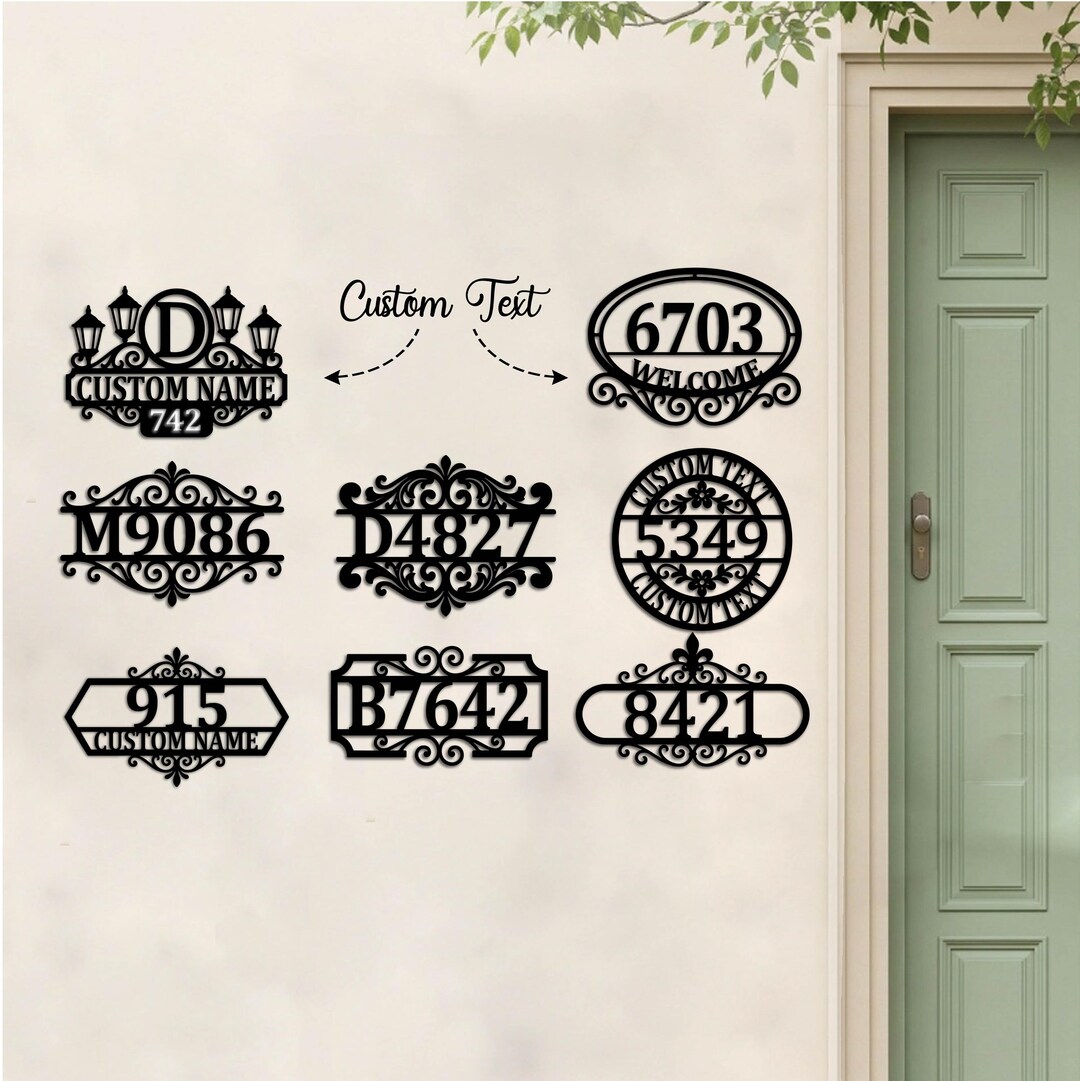 Personalized Metal Address Sign, Custom House Number Plaque for Front ...