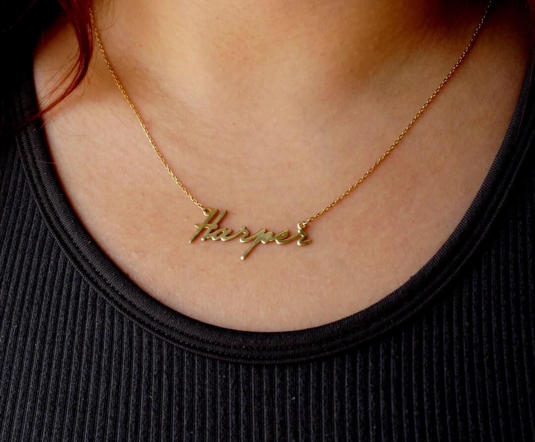 Custom Name Necklace, Cursive Name Necklace, 925 Silver or 22K Gold ...