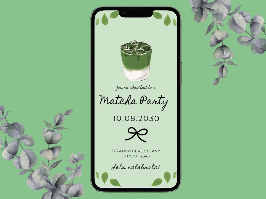 Aesthetic Matcha Party Template | Editable Canva Invite | Instant ...