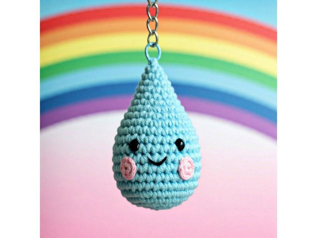 Cute Crochet Water Drop Keychain, Amigurumi Raindrop Plush Charm ...