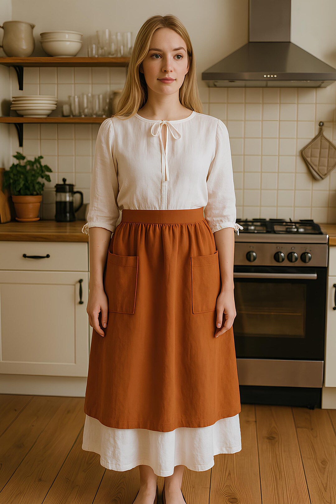 Victorian Style Half Apron With Pockets, Retro Cotton Kitchen Skirt - Etsy