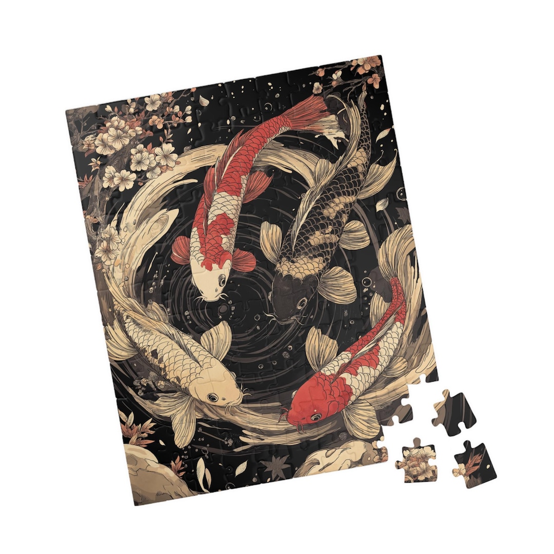 Elegant Koi Fish Puzzle | Japanese Art Jigsaw With Sakura & Maple ...