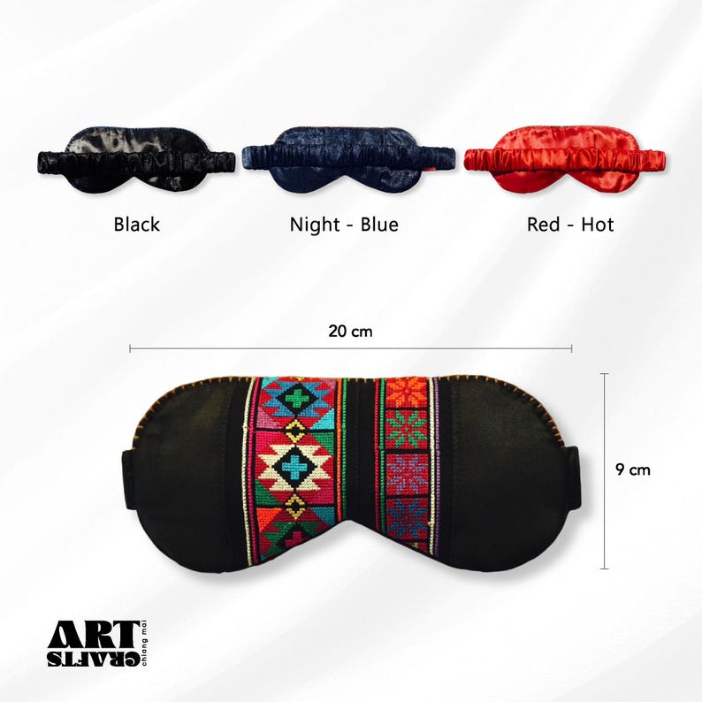 Handmade Akha Fabric Sleep Mask: Red Cotton Eye Cover, Chiang Mai - Etsy