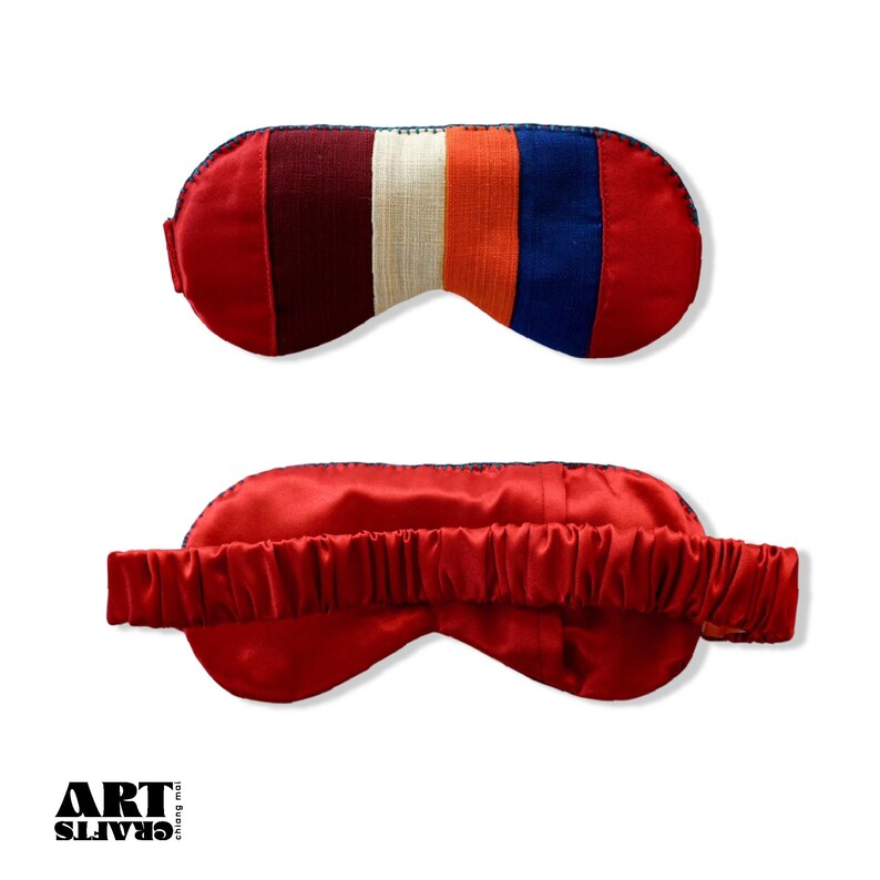 Handmade Akha Fabric Sleep Mask: Red Cotton Eye Cover, Chiang Mai - Etsy