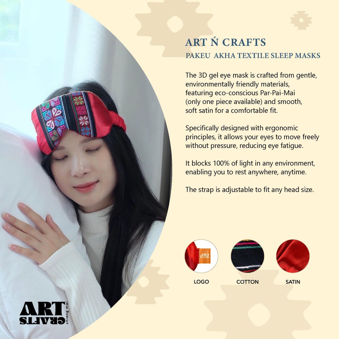 Handmade Akha Fabric Sleep Mask: Red Cotton Eye Cover, Chiang Mai - Etsy