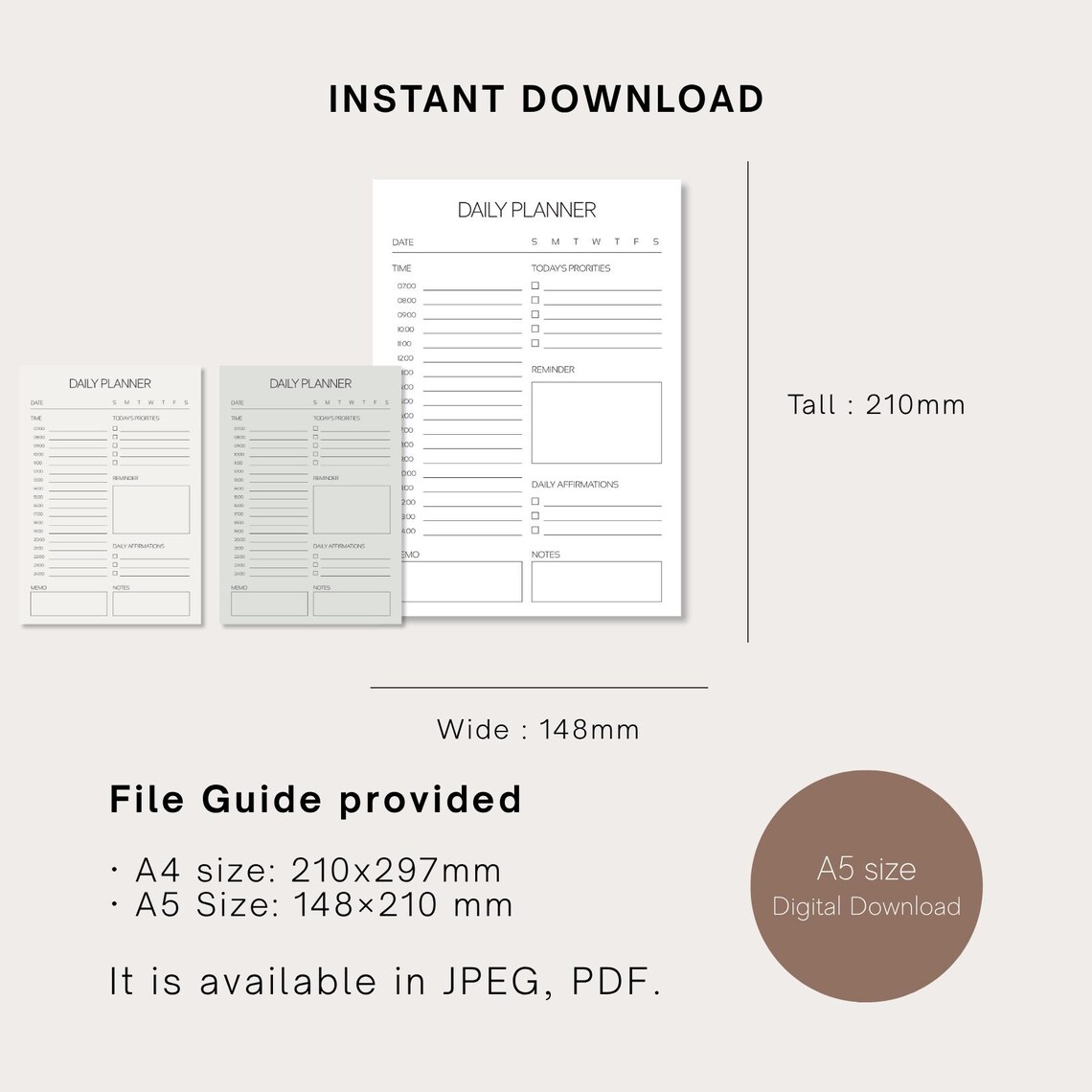 Productivity Planner Template: Printable PDF, A4/A5 Sizes (digital ...